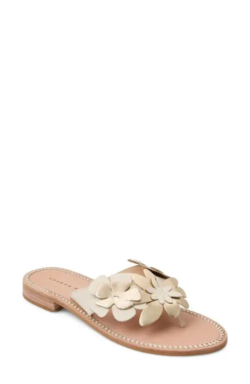 Jack Rogers Floral Appliqué Metallic Leather Thong Sandals