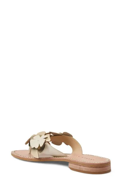 Jack Rogers Floral Appliqué Metallic Leather Thong Sandals