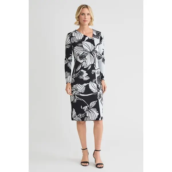 Ming Wang Floral Jacquard Knit Sheath Dress - Black/white