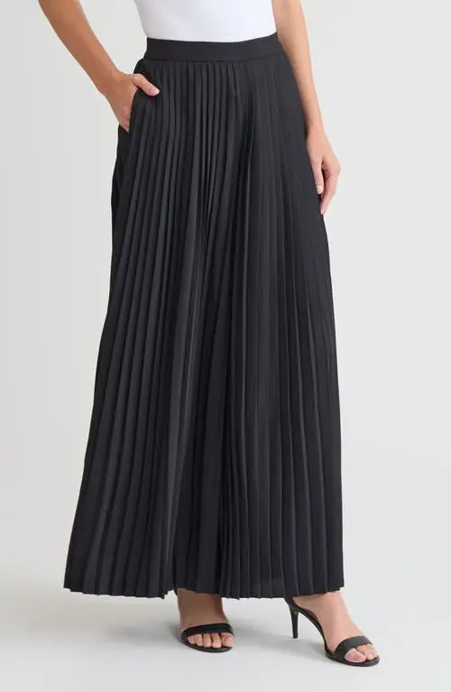 Misook Pleated Palazzo Crepe De Chine Flared Pant