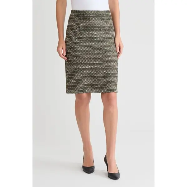Misook Straight Tweed Knit Skirt