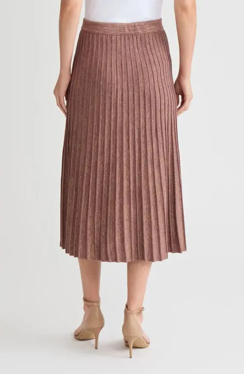 Misook Lurex Soft Ribbed Knit A-line Midi Skirt