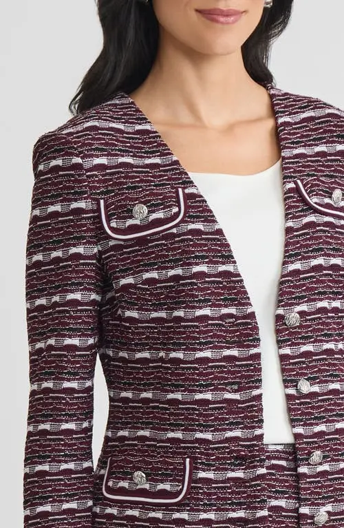 Ming Wang Tailored Multi-stitch Jacquard Knit Jacket