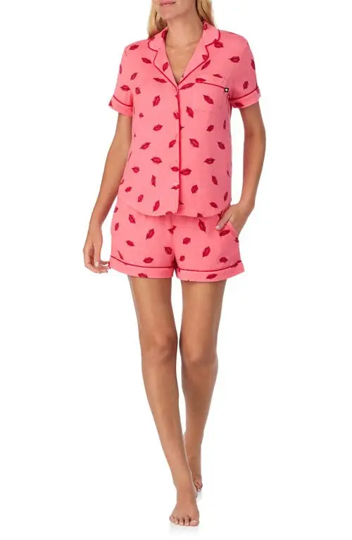 Kate Spade New York Print Short Pajamas - Dark Pink Print