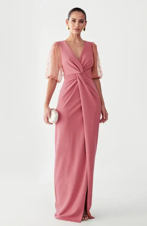 BWLDR Chiara Fit-and-flare Maxi Dress - Dusty Rose