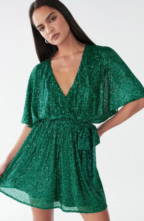 BWLDR Danae Mini Dress - Emerald Sequin