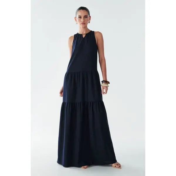 BWLDR Rain Maxi Dress - Navy Blue