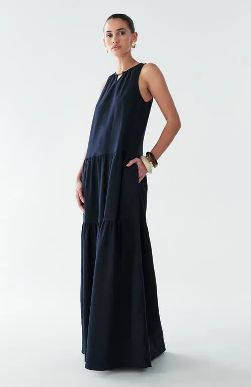 BWLDR Rain Maxi Dress - Navy Blue
