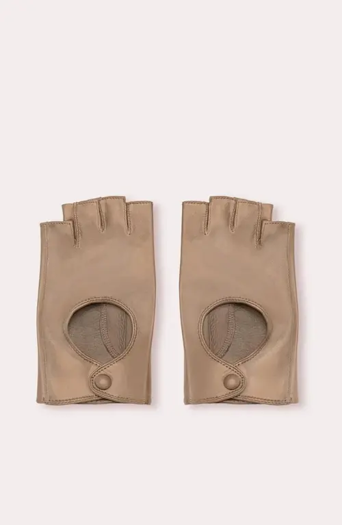 SEYMOURE Fingerless Leather Driving Glove - Nude