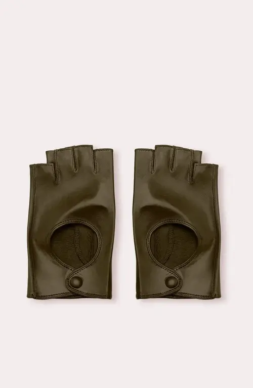 SEYMOURE Fingerless Leather Driving Glove - Verde