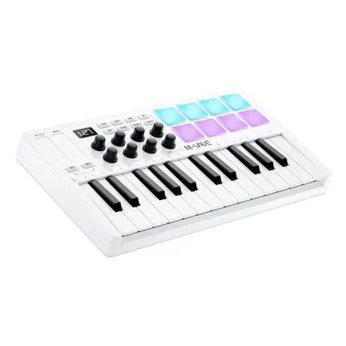 M-WAVE 25-key Bluetooth Midi Keyboard With Pads - White