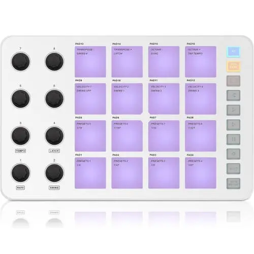 M-WAVE Bluetooth Midi Pad Controller16 Pads - White