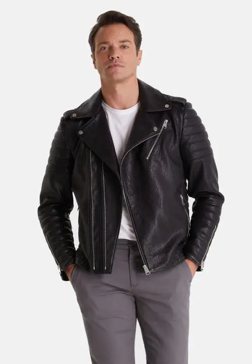 FURNIQ UK Quentin Leather Biker Jacket