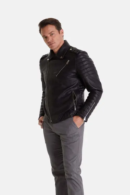 FURNIQ UK Quentin Leather Biker Jacket