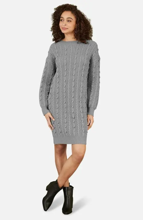 YUMI Cable Knit Tunic Dress - Grey