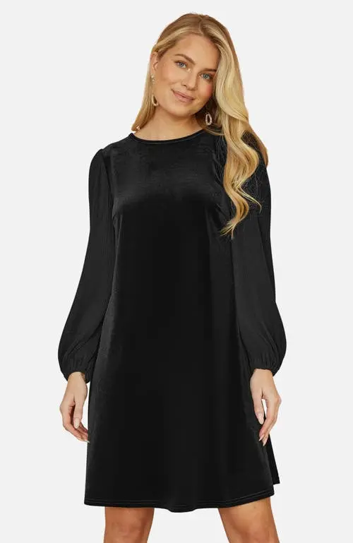 YUMI Velvet Tunic Dress - Black