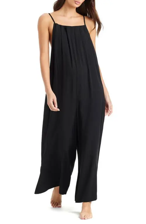Sanctuary Pleated Cover-up Overalls - Black