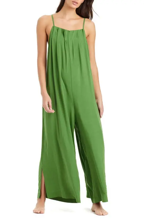 Sanctuary Pleated Cover-up Overalls - Palm