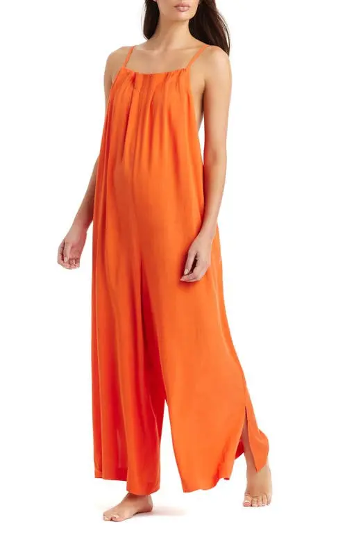 Sanctuary Pleated Cover-up Overalls - Vermillion