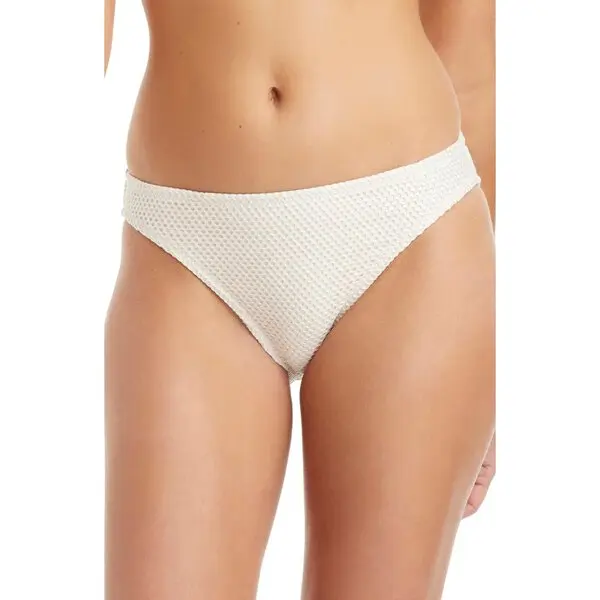 Sanctuary Metallic Net Hipster Bikini Bottom - White Gold