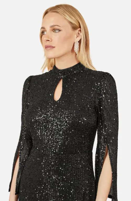 YUMI Sequin Fitted Midi Dress