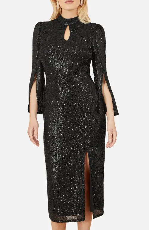 YUMI Sequin Fitted Midi Dress