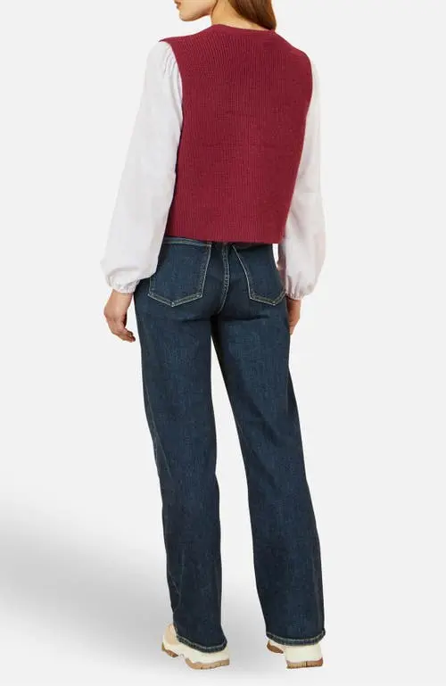 YUMI Knitted Pullover Waistcoat - Burgundy