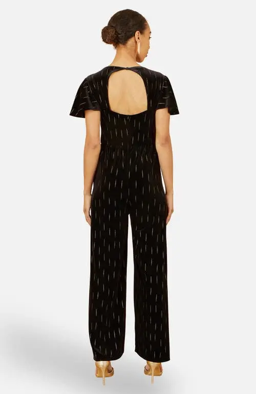 YUMI Foil Print Velvet Jumpsuit