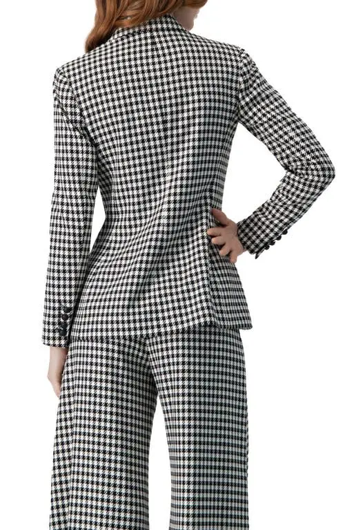 IVONNE Houndstooth Jacquard Double-breasted Blazer