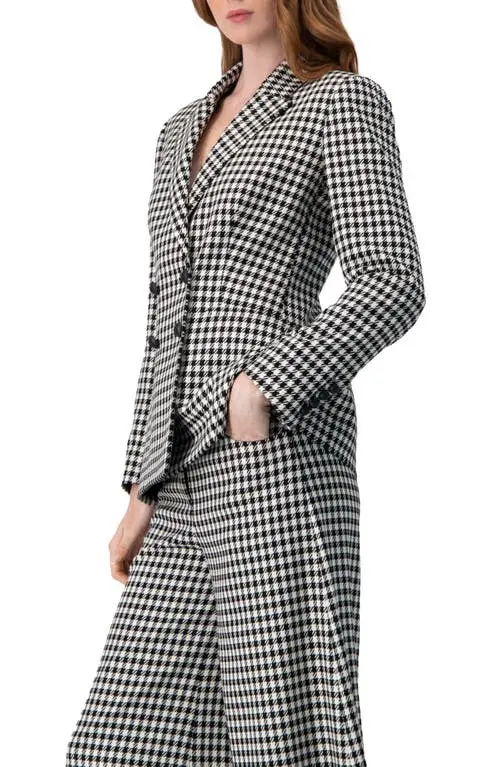 IVONNE Houndstooth Jacquard Double-breasted Blazer