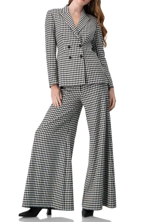 IVONNE Houndstooth Jacquard Double-breasted Blazer