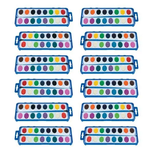 KAPLAN EARLY LEARNING Washable Watercolor Paint Trays Set Of 12 - Multicolored