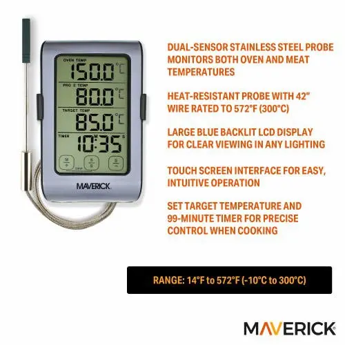 MAVERICK Dual Sensor Touch Screen Oven & Meat Thermometer