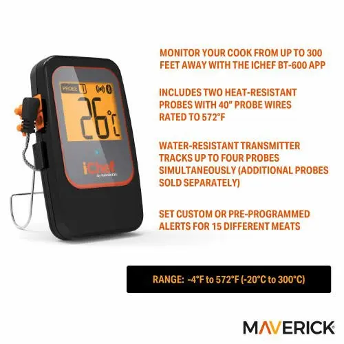 MAVERICK Ichef Extended Range Bluetooth Barbeque Thermometer