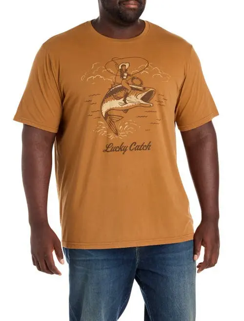 Lucky Brand Big & Tall Lucky Catch Graphic Tee - Rubber