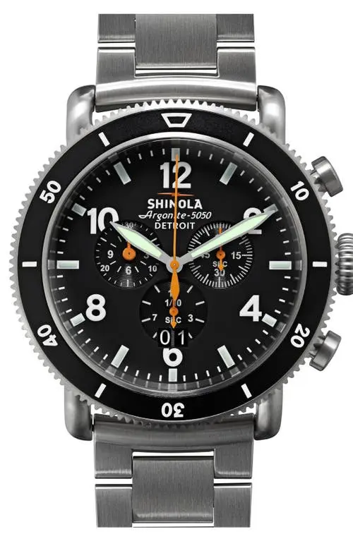Shinola Chronograph Strap Watch - Silver/black
