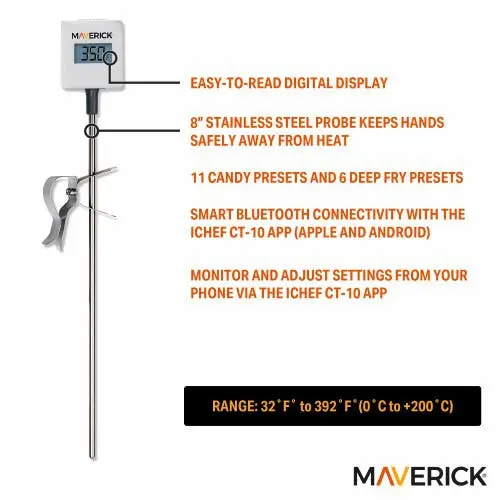 MAVERICK Ichef Bluetooth Candy & Deep Fry Thermometer