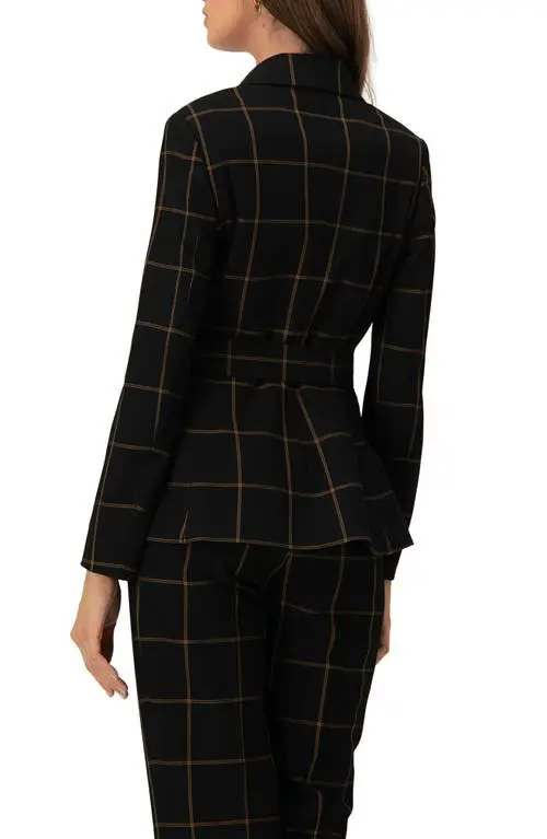 IVONNE Striped Double-breasted Blazer With Belt