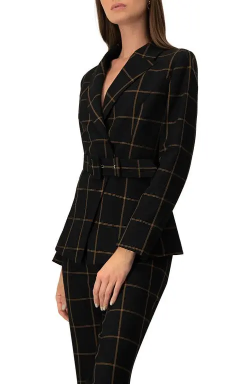IVONNE Striped Double-breasted Blazer With Belt