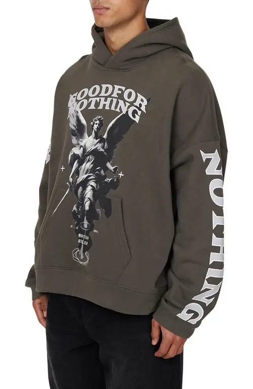 GOOD FOR NOTHING Boxy Statue Print Hoodie
