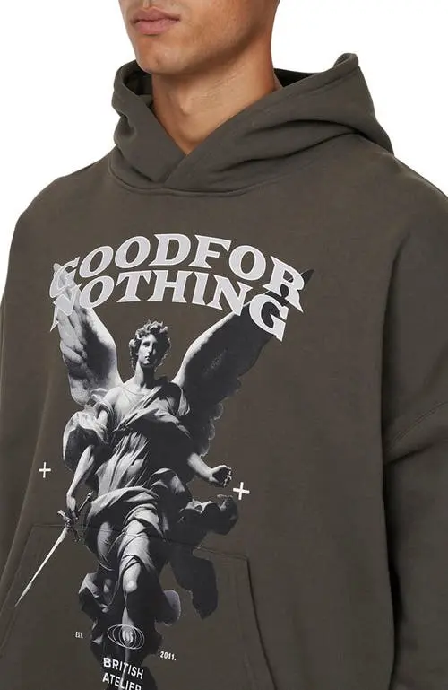 GOOD FOR NOTHING Boxy Statue Print Hoodie