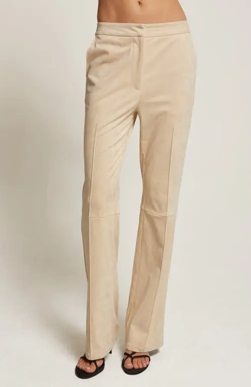 CRESCENT Faux Suede Flared Pants - Light Beige