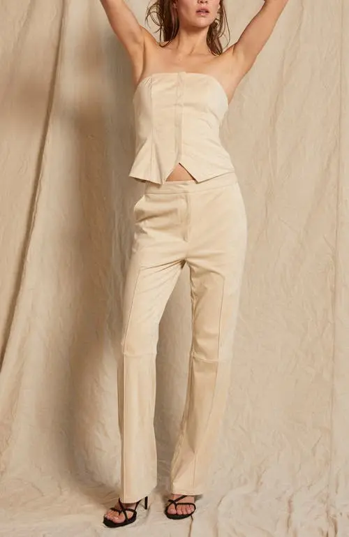 CRESCENT Faux Suede Flared Pants - Light Beige