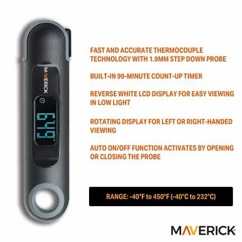 MAVERICK Temp & Time Reverse Lcd Thermocouple Thermometer