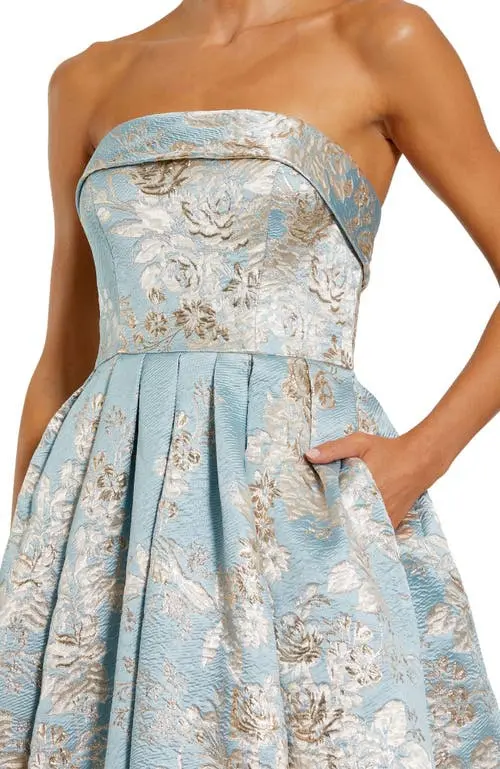 Mac Duggal Floral Brocade Strapless A-line Ballgown