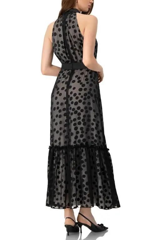 IVONNE Halter Neck Polka Dot Maxi Dress