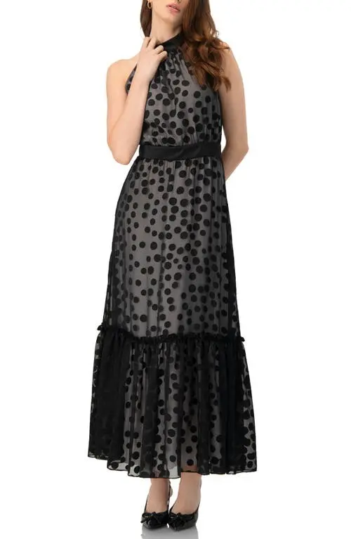 IVONNE Halter Neck Polka Dot Maxi Dress