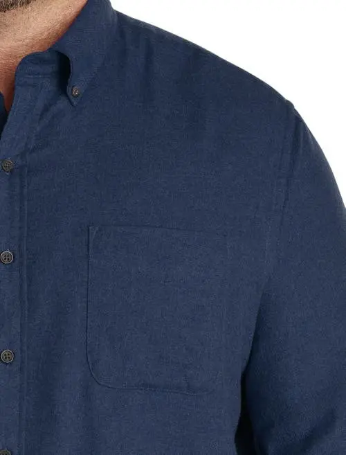 HARBOR BAY BY DXL Big & Tall Solid Flannel Sport Shirt