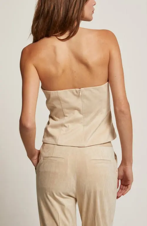 CRESCENT Faux Suede Tube Top - Light Beige