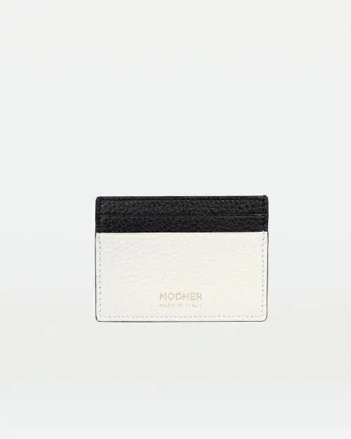 MODHER Credit Card Slip In Grained Leather - White